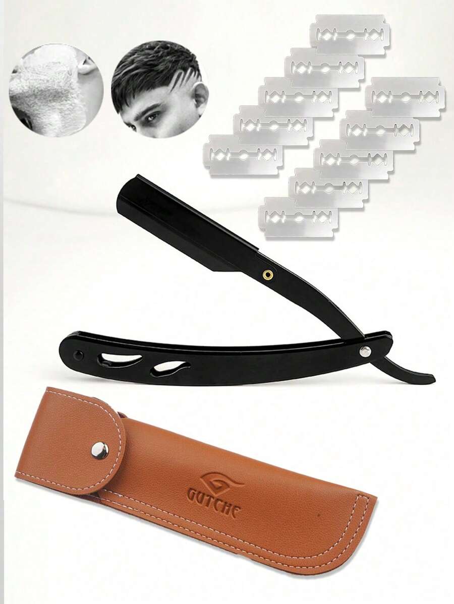 Professional Straight Edge Razor With 10 Blades Premium Single Blade ...