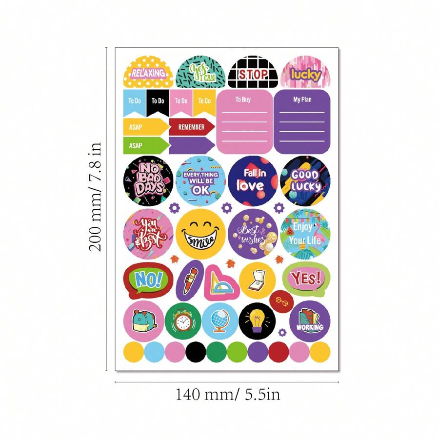 16 Sheets 1200 Stickers Plan Themed Label Stickers, Sun And Moon Diy ...