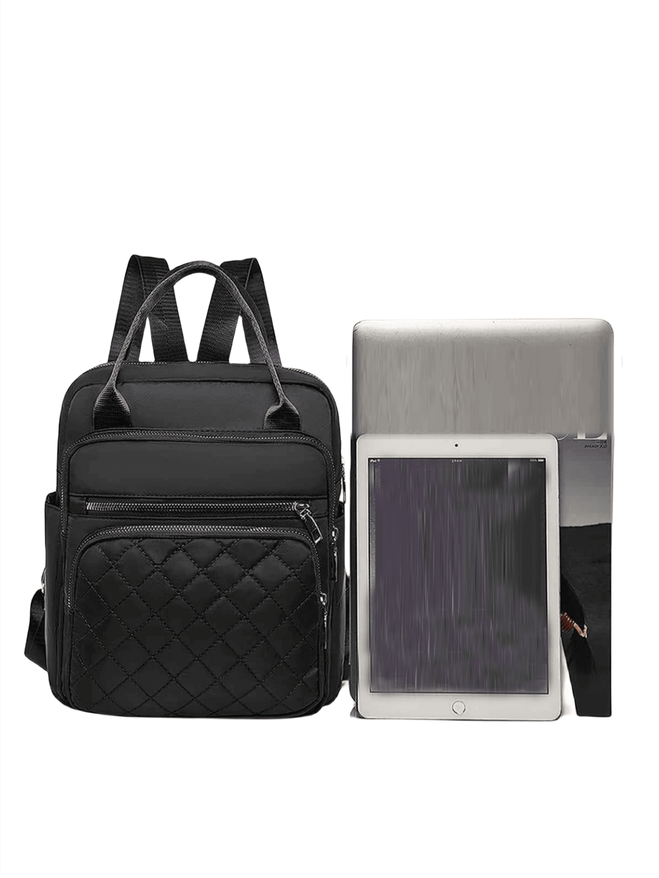 Small Square Backpack, Argyle Quilted Travel Rucksack, Waterproof ...