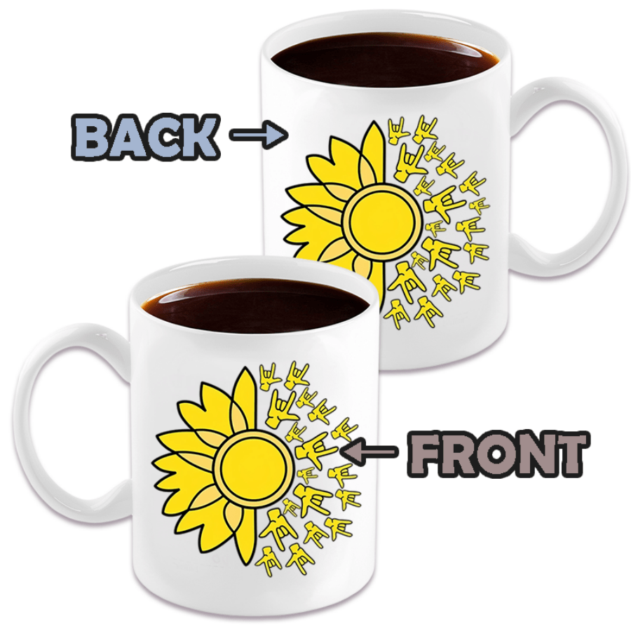 1 Piece, ASL I Love You, Sunflower Cup - 11 Ounce White Coffee Cup ...