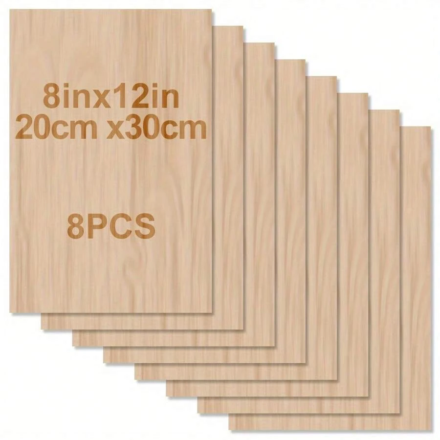 8Pcs Sheets For Crafts-20*30cm - 2mm Thick Plywood Sheets With Smooth ...