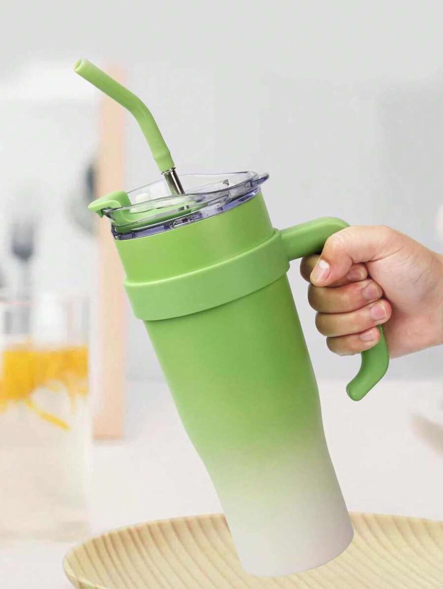 Termo grande con popote y agarradera de acero inoxidable de 40OZ, tazas ...