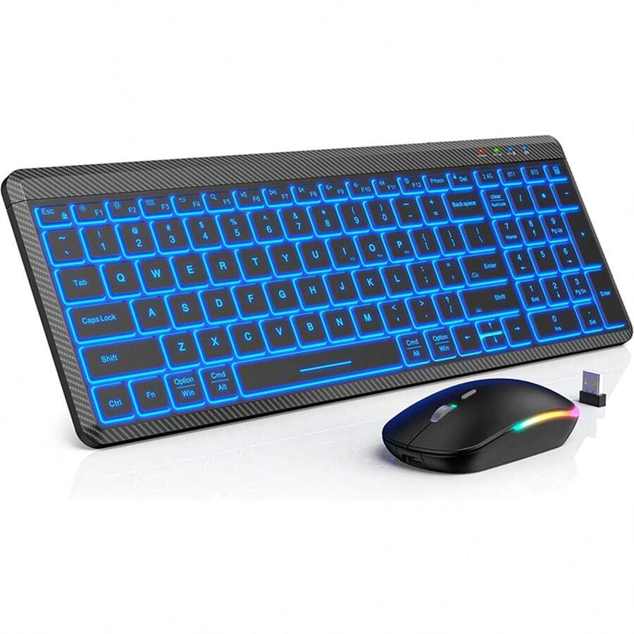Backlits Wireless Keyboard And Mouse Set Slim Portable Rechargeable ...