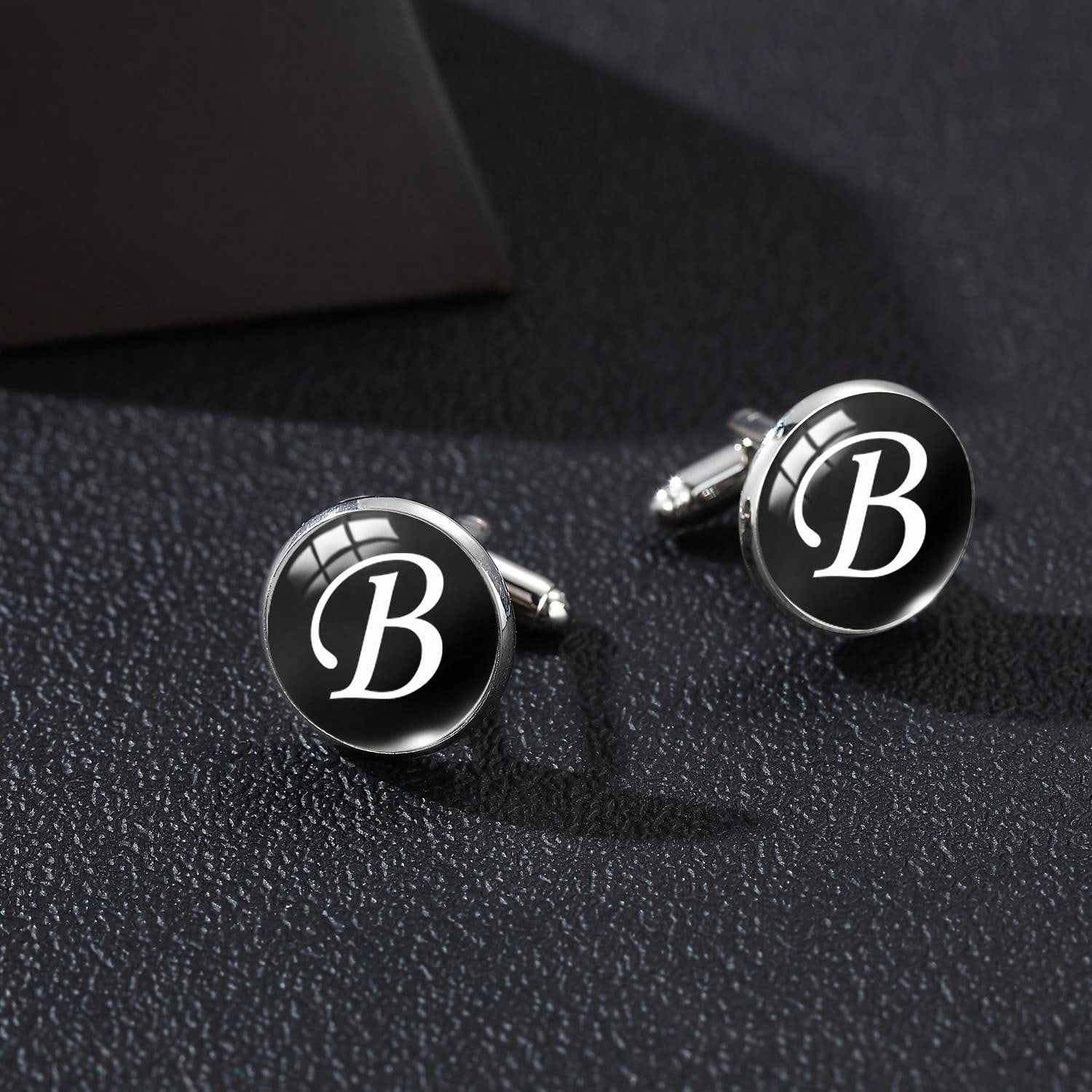 Men's Fashion A-Z Single Alphabet Cufflinks Silver Color Letter Cuff ...