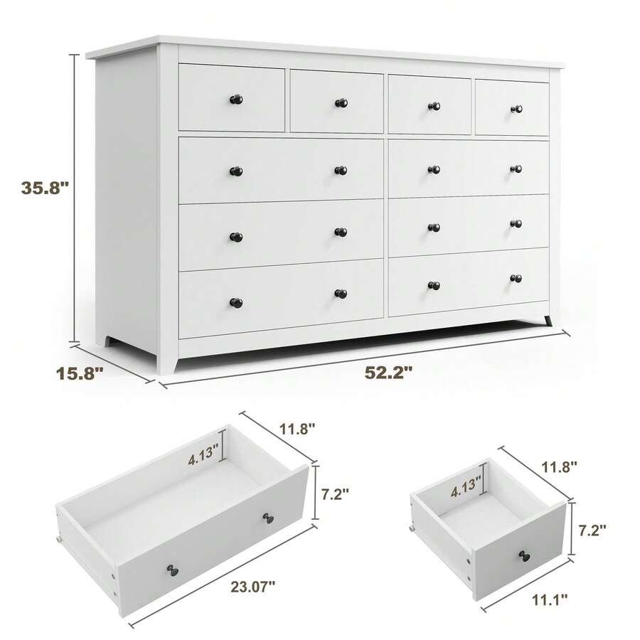 Raybee Dresser, Dresser For Bedroom With 10 Drawers And Smooth Metal ...