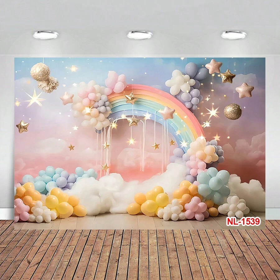 Twinkle Twinkle Little Star Backdrop Moon Light Pink Clouds Birthday ...