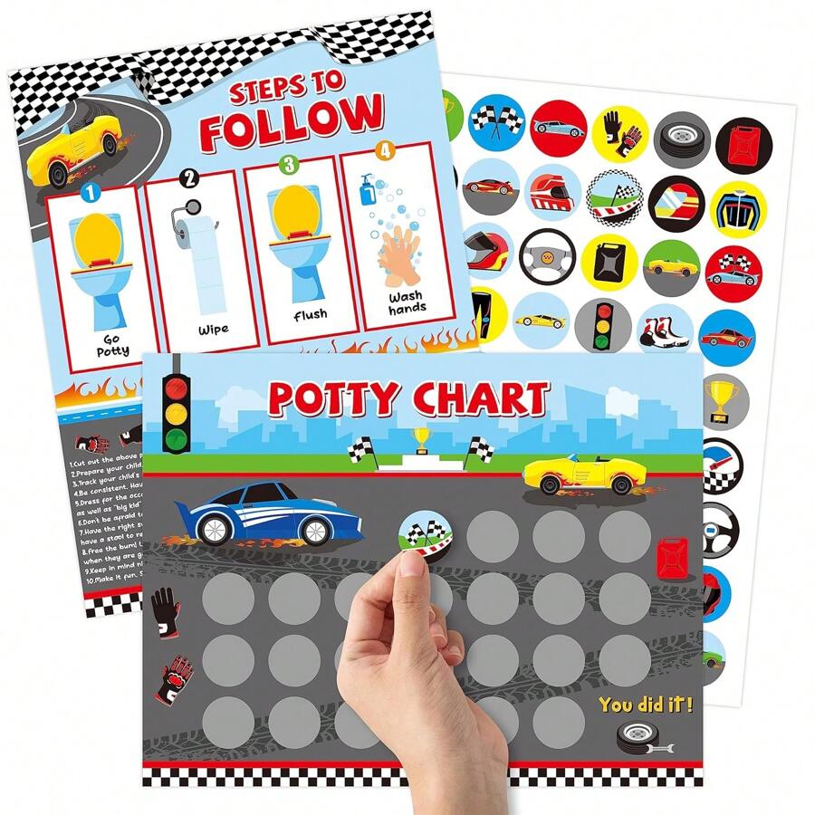 15Pcs Race Car/ Marine Animal Theme Potty Training Chart For Toddlers ...
