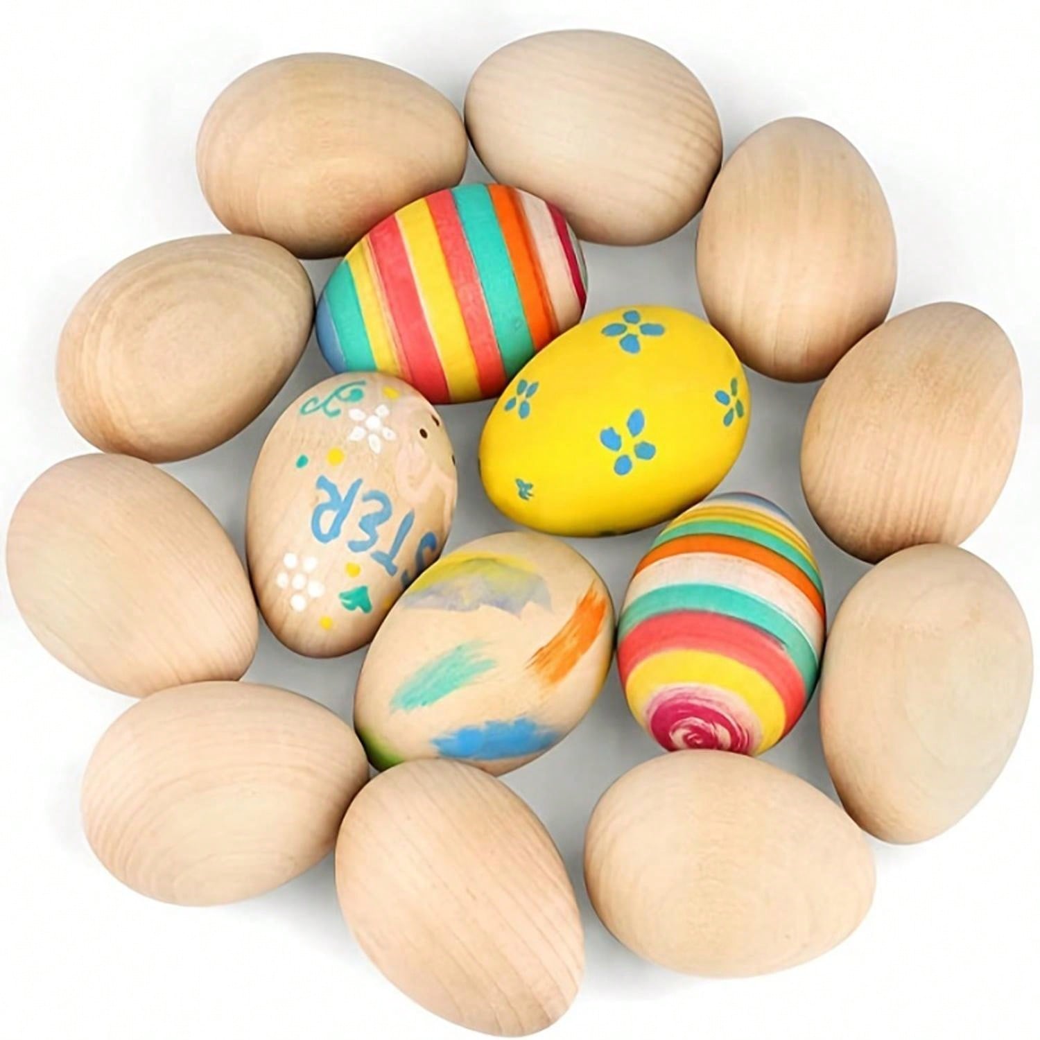 1PC Unfinished Wooden Easter Eggs Unpainted Easter Eggs Toys Mini DIY ...