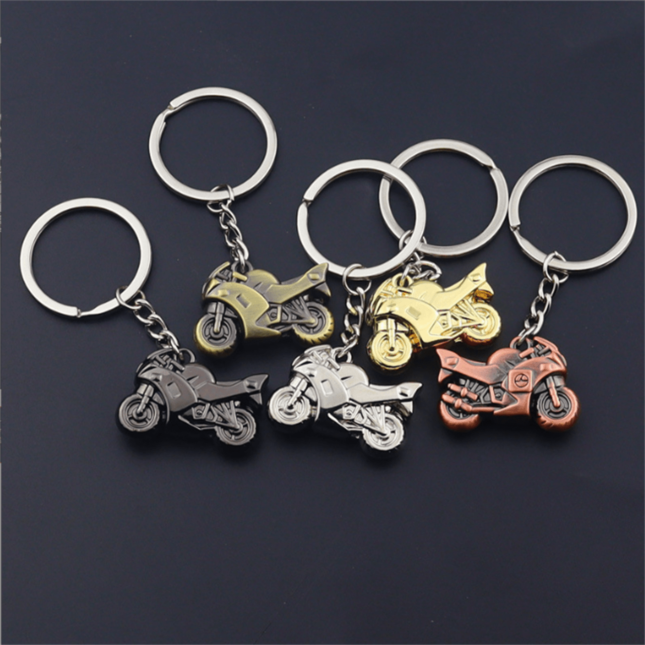 1pc Metallic Motorcycle Keychain Creative 3d Motorbike Keyring Backpack ...