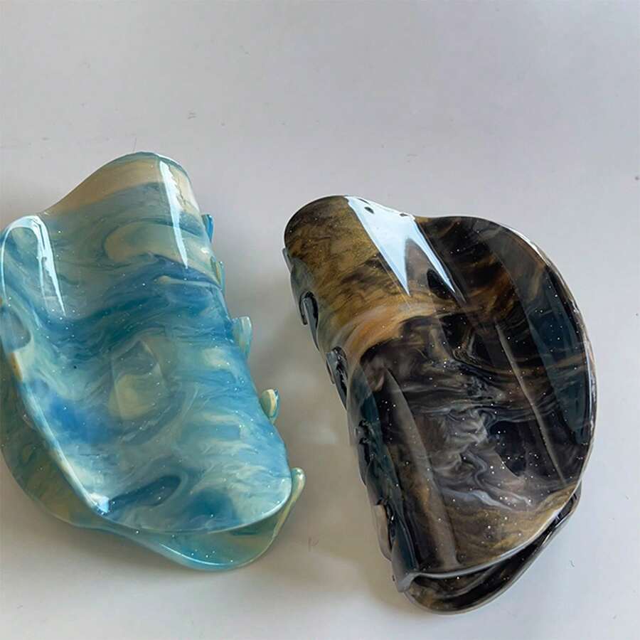 Stylish Ink Black Gold Blue Galaxy Oil Painting Hair Clip For Women's ...