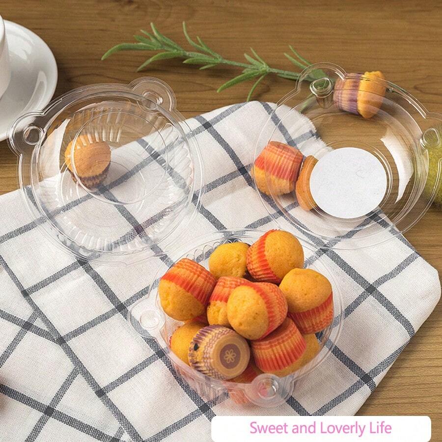 30pcs Transparent Pet Pastry Packaging Box With Dome Lid For Cupcakes ...