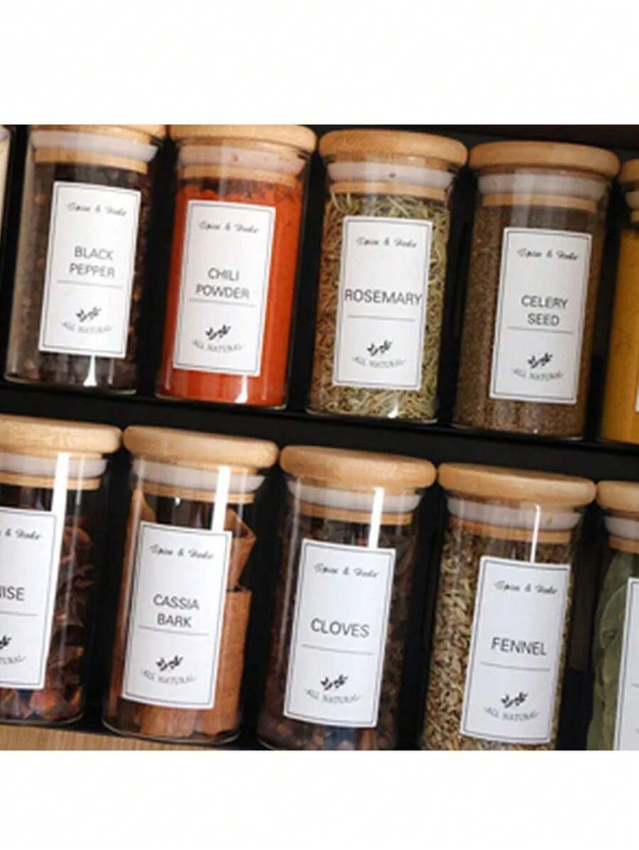 192pcs Kitchen Food Label Set For Glass Jars Spice Bottles ...