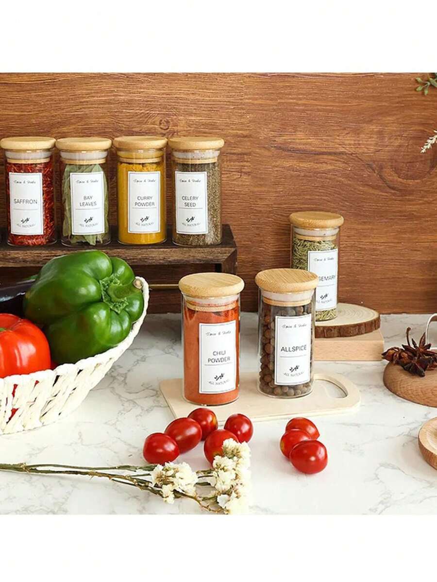 192pcs Kitchen Food Label Set For Glass Jars Spice Bottles ...
