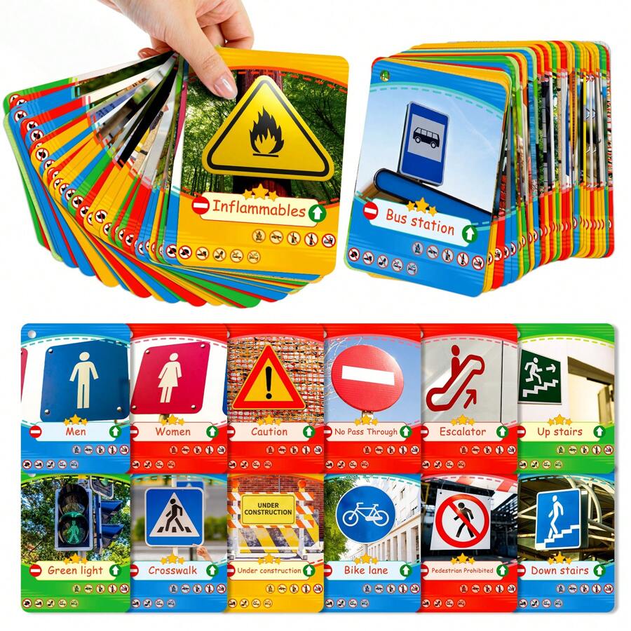 50Pcs Career Flash Cards, Double Sides Flash Cards For Kids, Career Cognition Flash Cards For ...