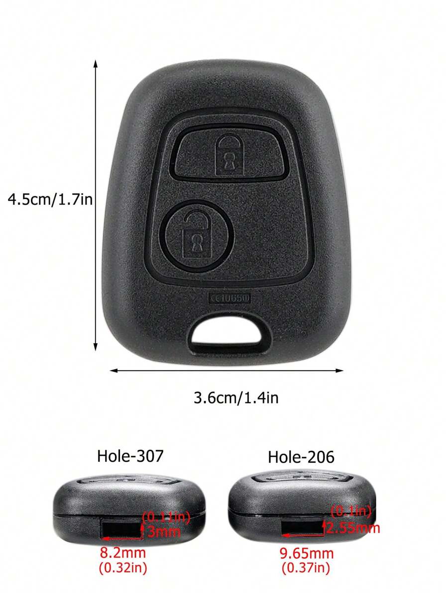 Remote Car Key Fob Shell Case Replacement 2 Buttons For Peugeot 107 206 ...