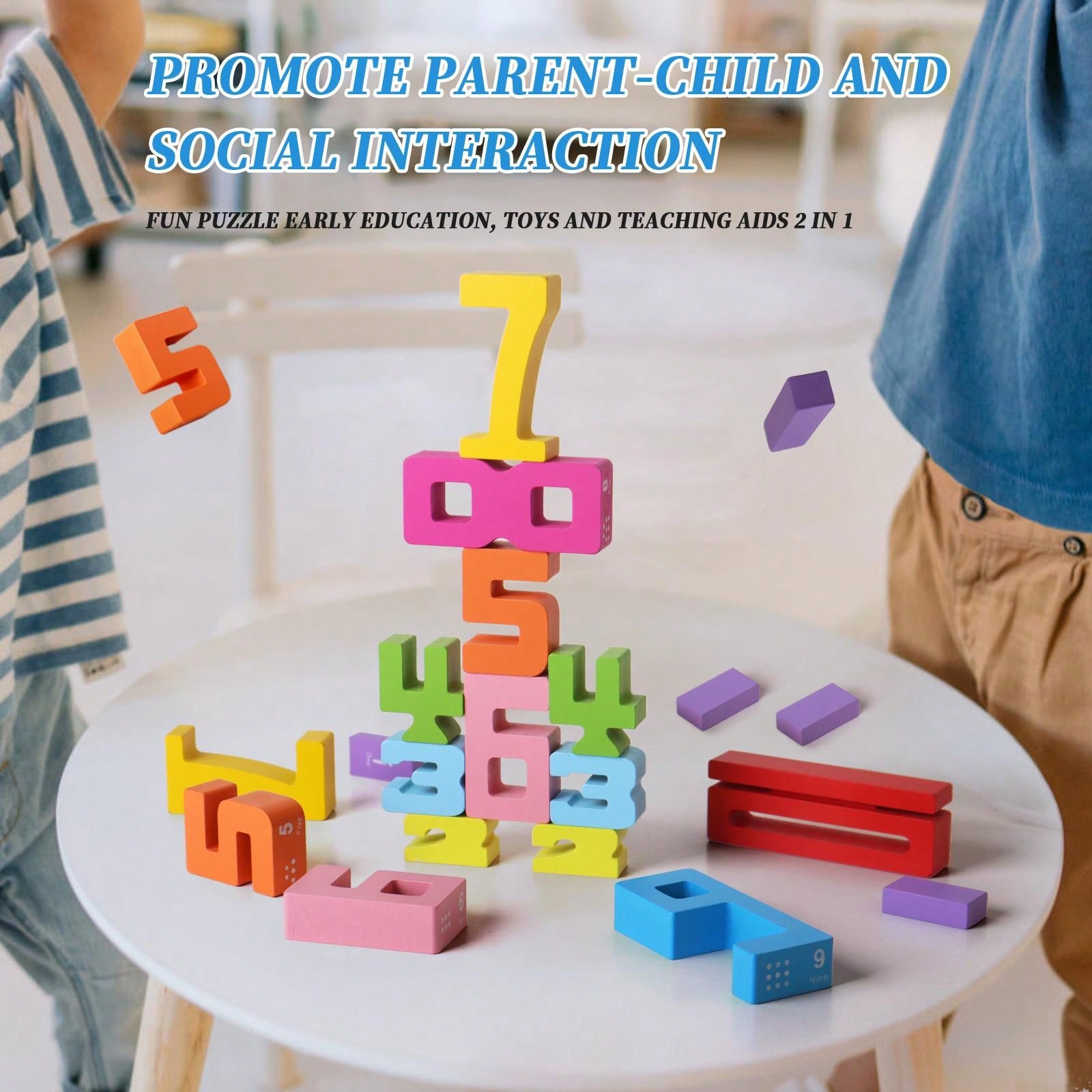 Number Building Blocks Montessori Large Wooden Blocks, 1-10 Numbers ...