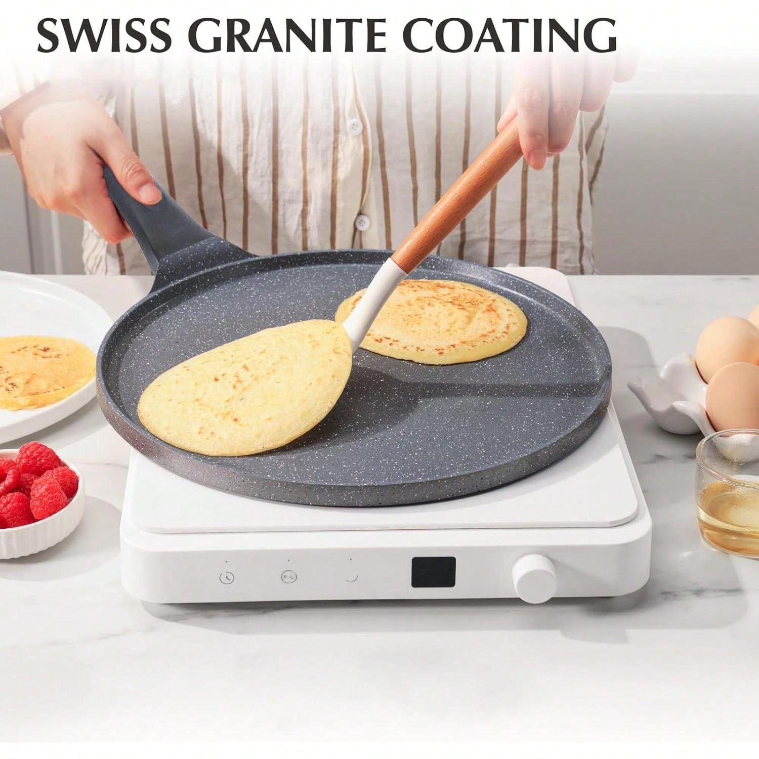 1pc Non-Stick Flat-Bottom Frying Pan Durable Breakfast Pan For Eggs ...