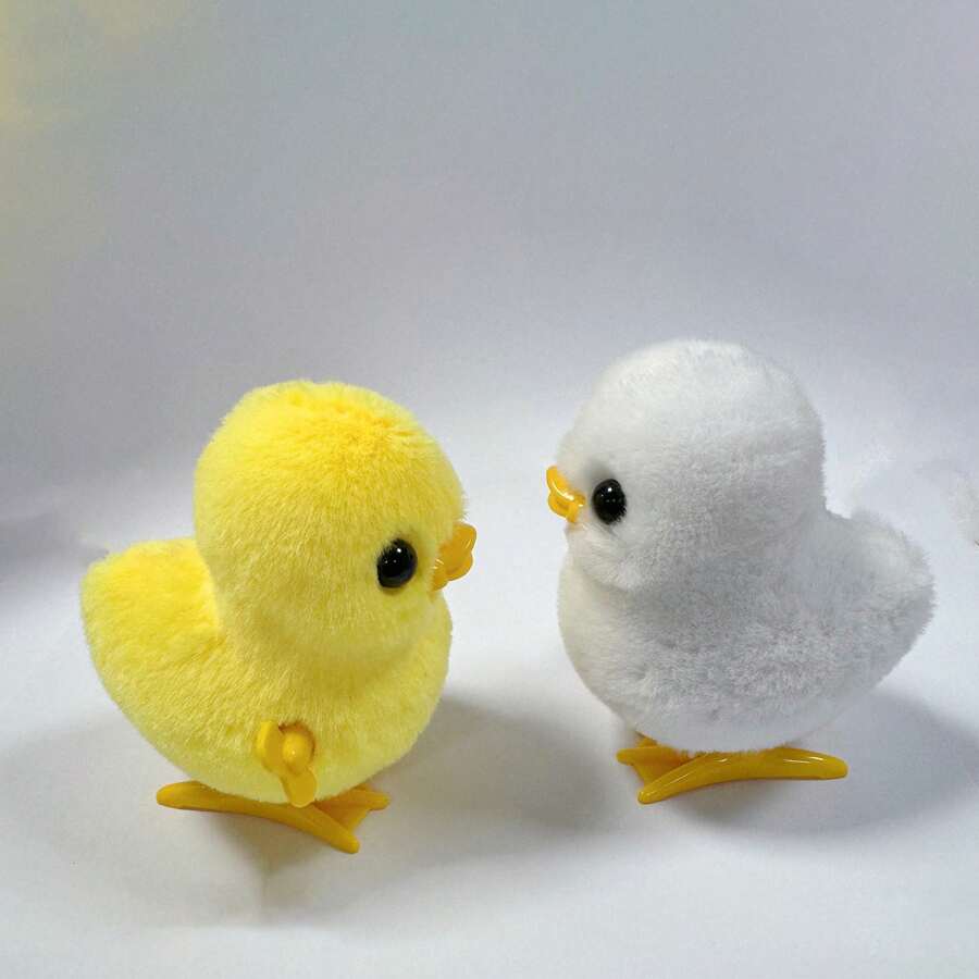 1pc Simulated Plush Bouncing Ducks With Chain Winding Clockwork Toy For ...