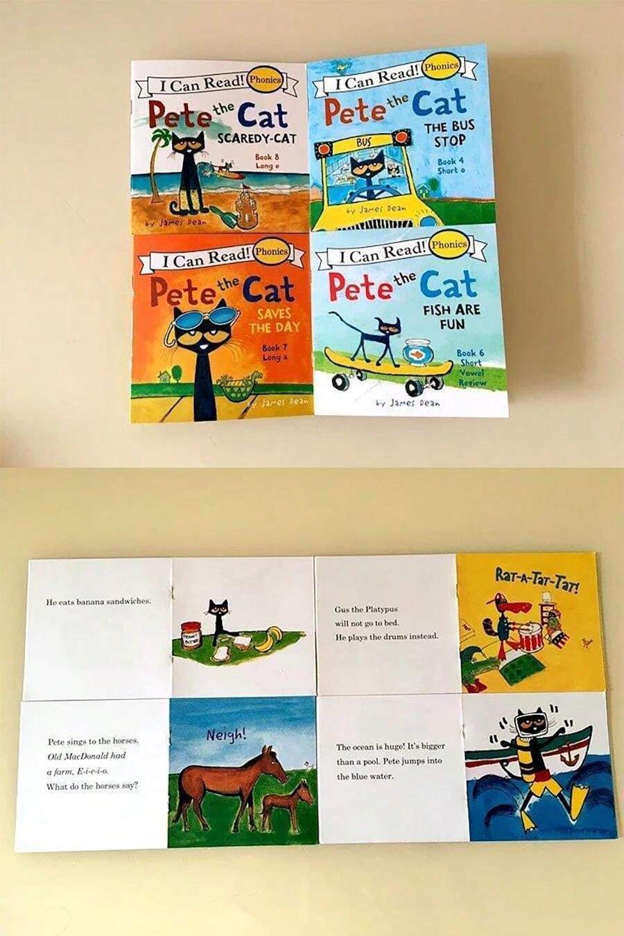 12 Pcs I Can Read Phonics Pete The Cat Learning English Picture Story ...