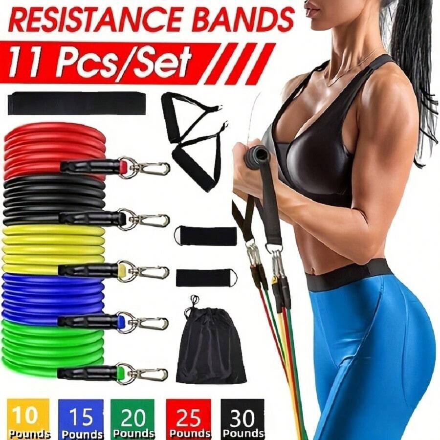 11pcs TPE Resistance Bands Set, Resistance Bands With Door Anchor ...