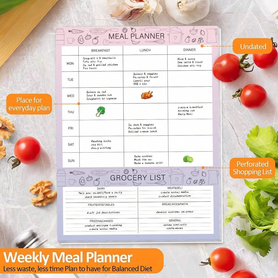 Weekly Meal Planner Magnetic Undated Tear-Off Sheets Meal Planning ...