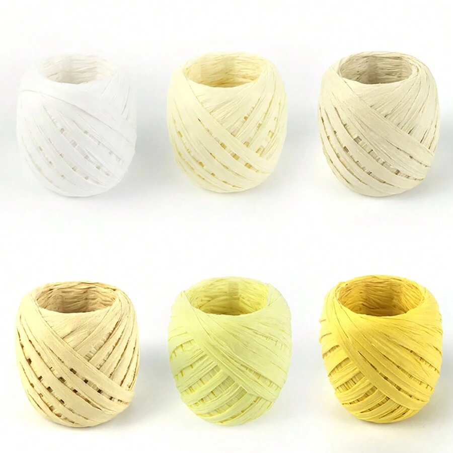6Rolls Raffia Coloured 20m/65ft/1Roll Raffia Paper Ribbon Wrapping ...