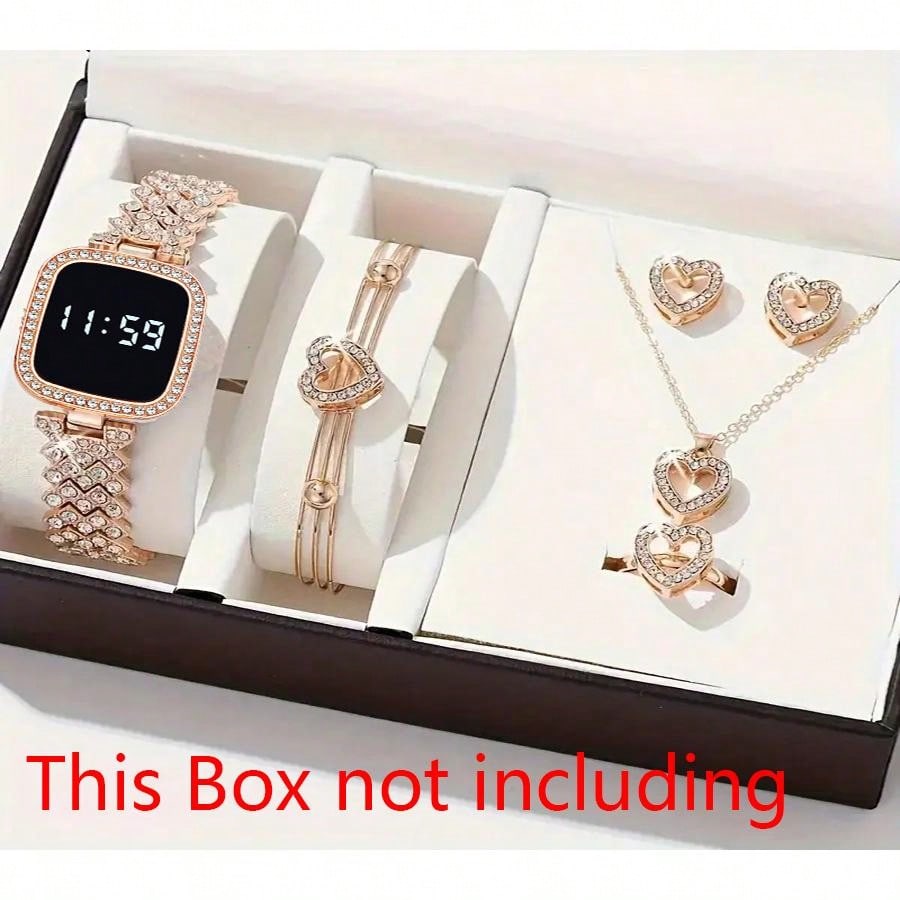 6 Pcs Digital Shinny Watch Set Square LED Ladies Watch Alloy Student ...