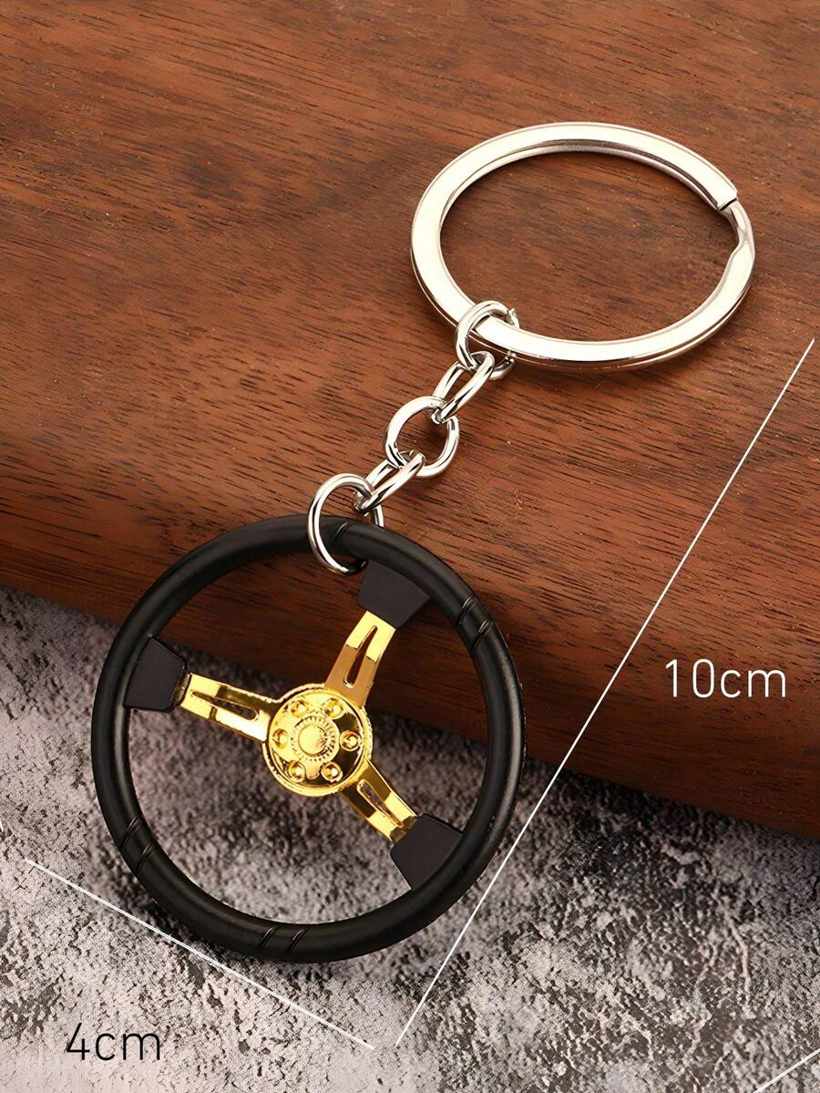 1pc Racing Driver's Three-Spoke Steering Wheel Shaped Keychain Creative ...