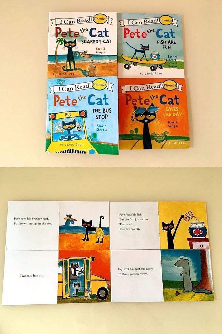 12 Pcs I Can Read Phonics Pete The Cat Learning English Picture Story ...