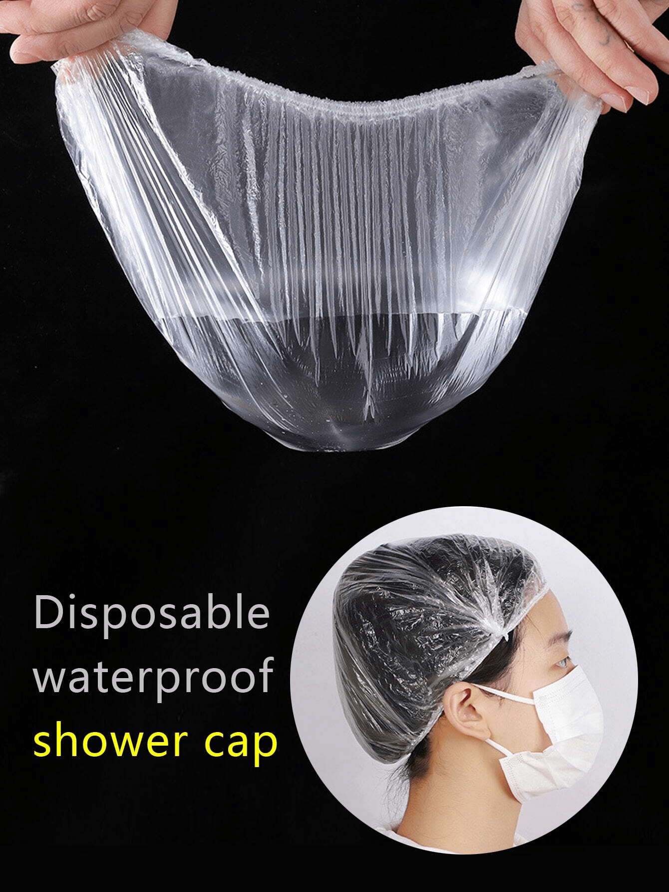 50pcs Shower Cap Disposable Female Shower Cap, Hair Film Baked Oil Cap ...