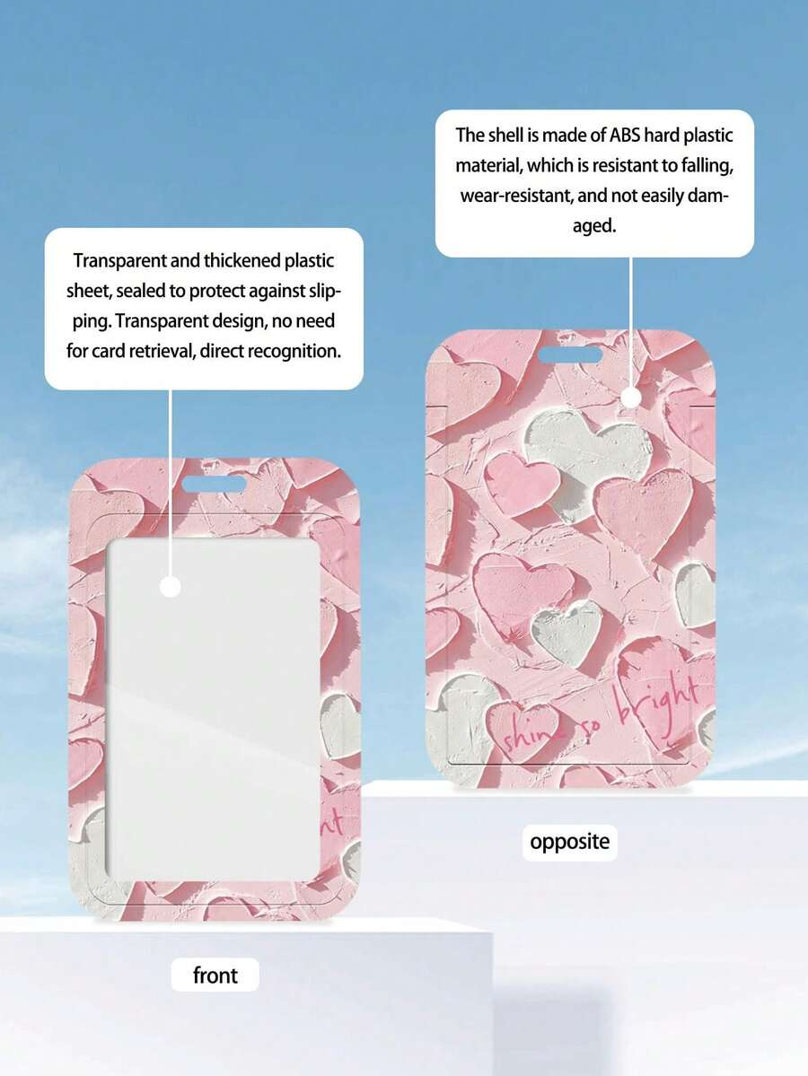 1pc Ins Carton Student Id Card Holder With Retractable Elastic Cord For ...