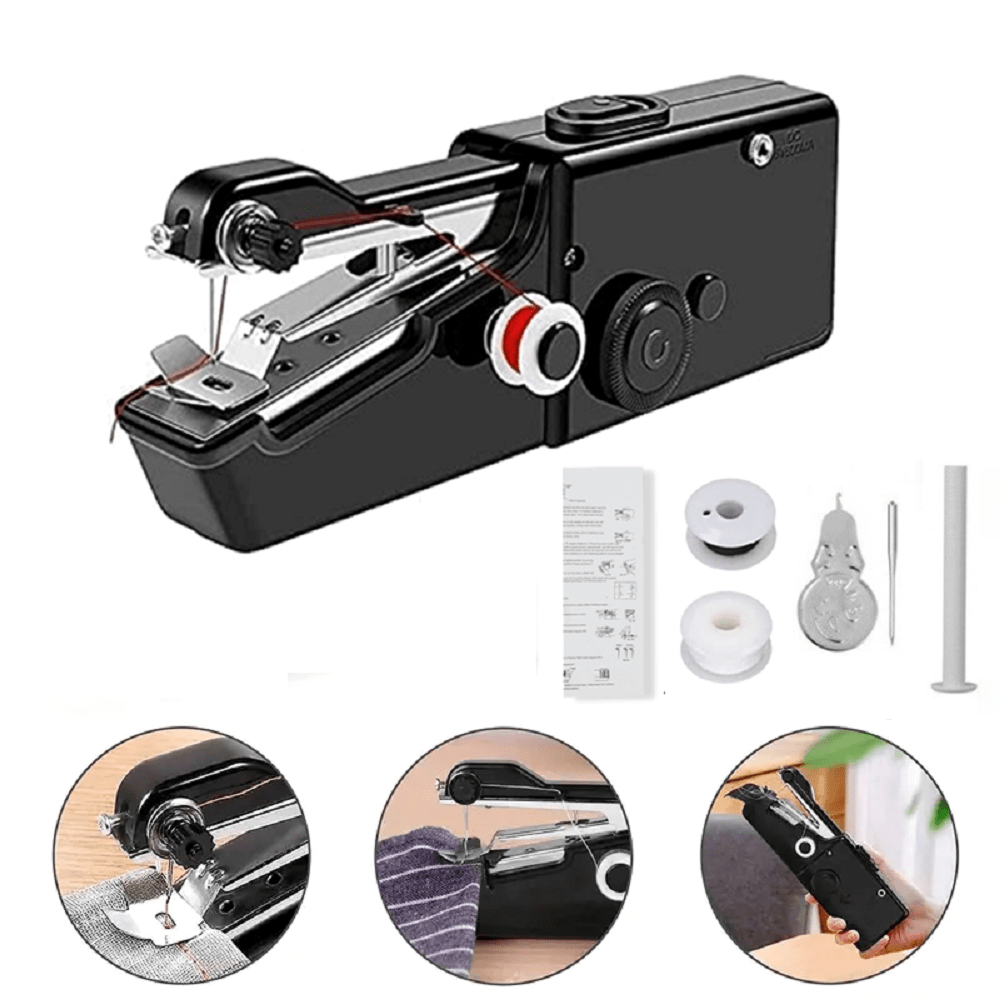 Portable Black Handheld Sewing Machine, Mini Manual Sewing Machine ...