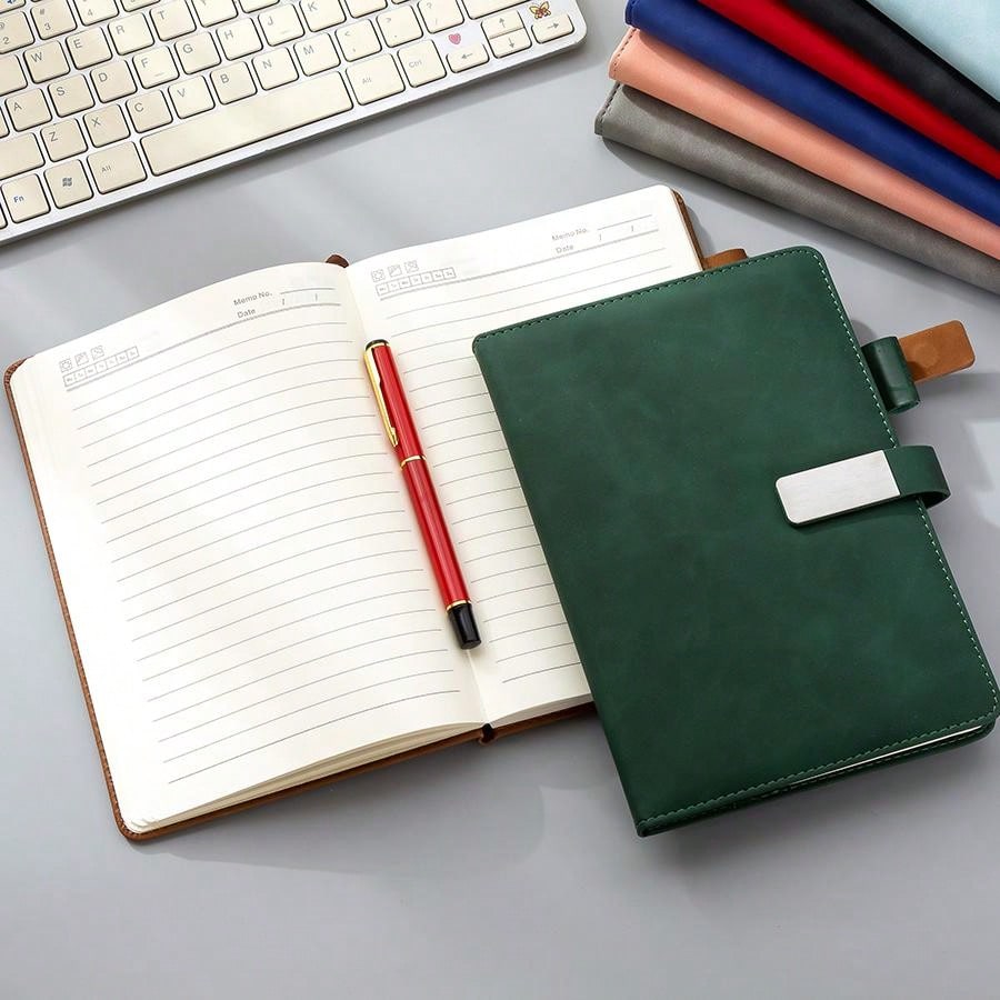 Metal Buckle Magnetic Flip Closure A5 Business Notebook With Skin-Like ...