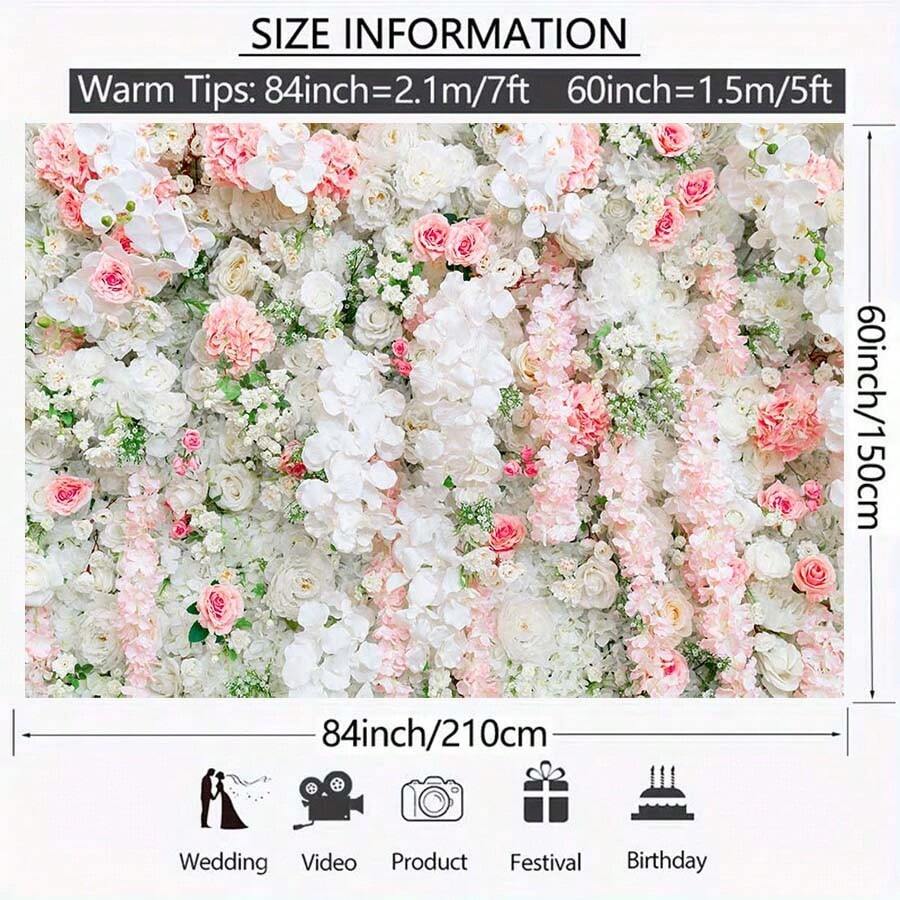 White Brick Wall Flowers Backdrop Tea Party Backdrop Mather's Day ...