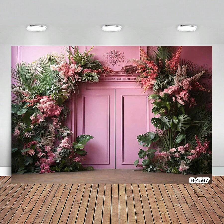 Photography Background Summer Pink Door Princess Girls Birthday Party ...
