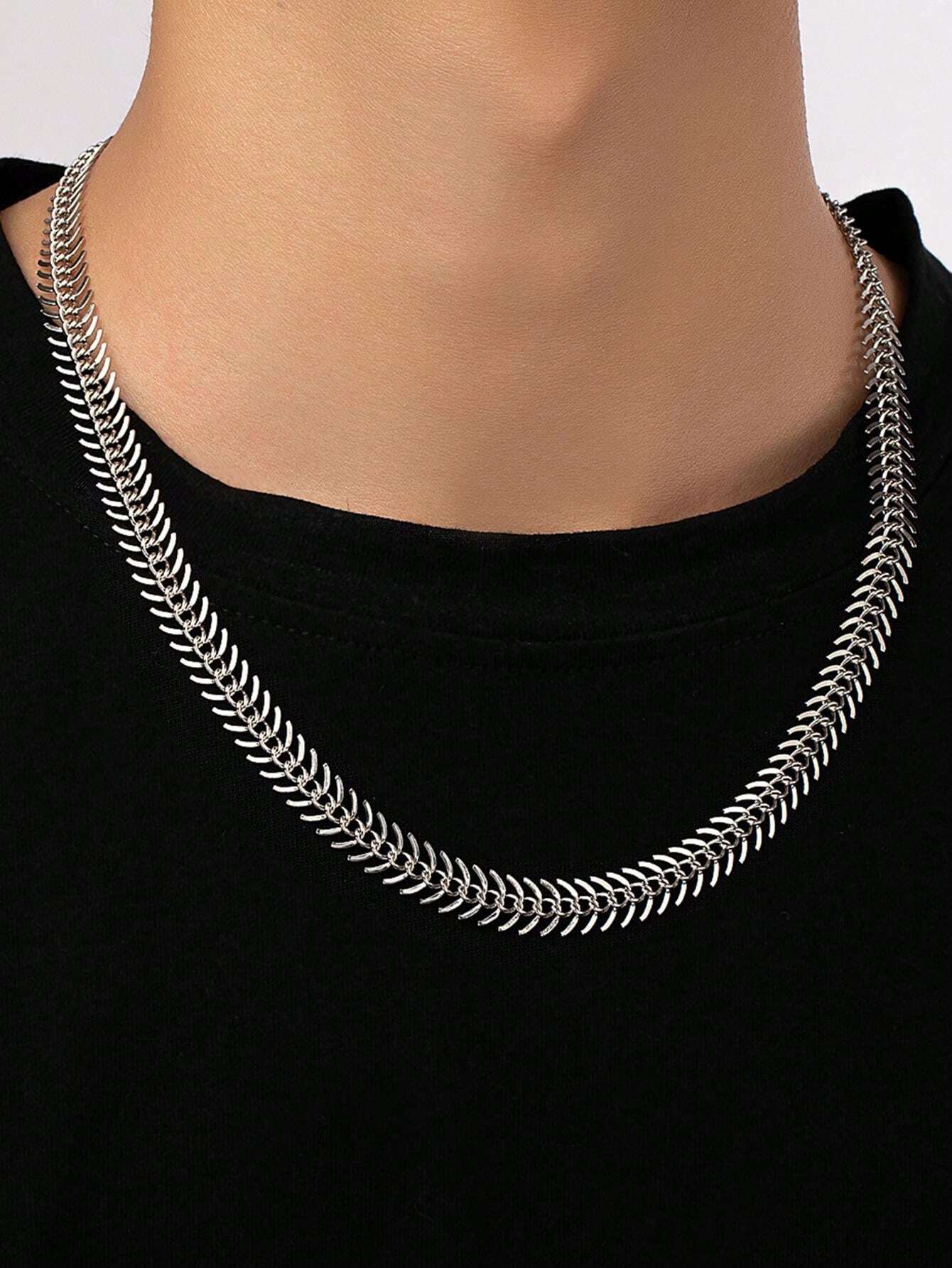 A Fashionable Hip-Hop High Street Men's Fishbone Chain | SHEIN UK