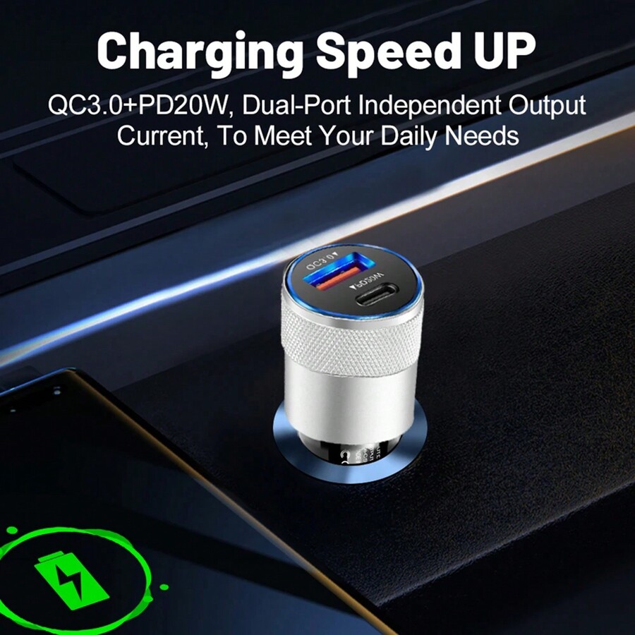 1PC USB C Fast Car Charger, 3.0 PD USB C Car Adapter 2ports 3.1A USB ...