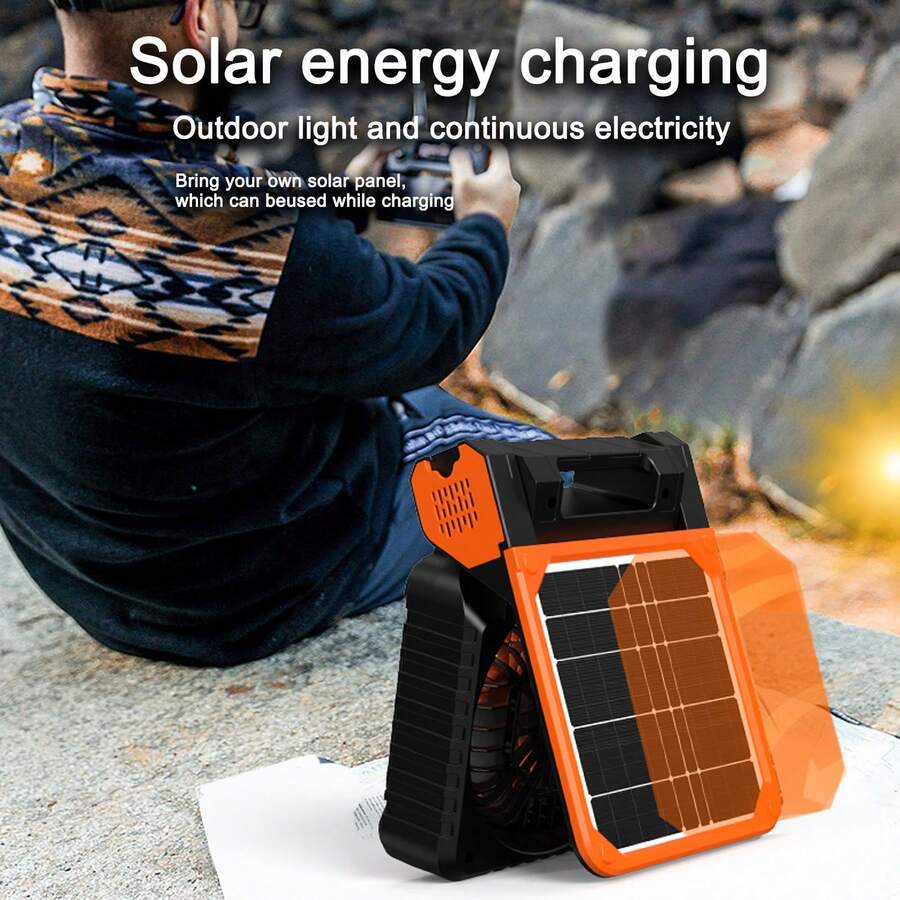 Camping Fan, Table Top Tent Solar Fan, With Emergency Power Supply ...
