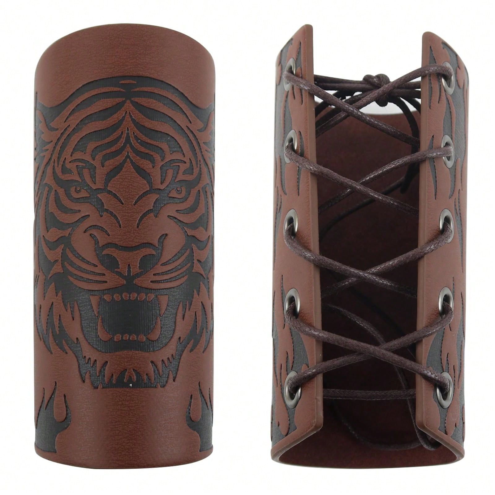 1pc Medieval Knight's Wrist Armor, Flame Tiger Design, Viking Warrior ...