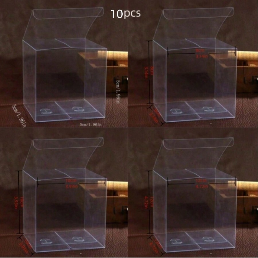 10pcs/Set Transparent Gift Packing Box, Pvc Clear Storage Square ...