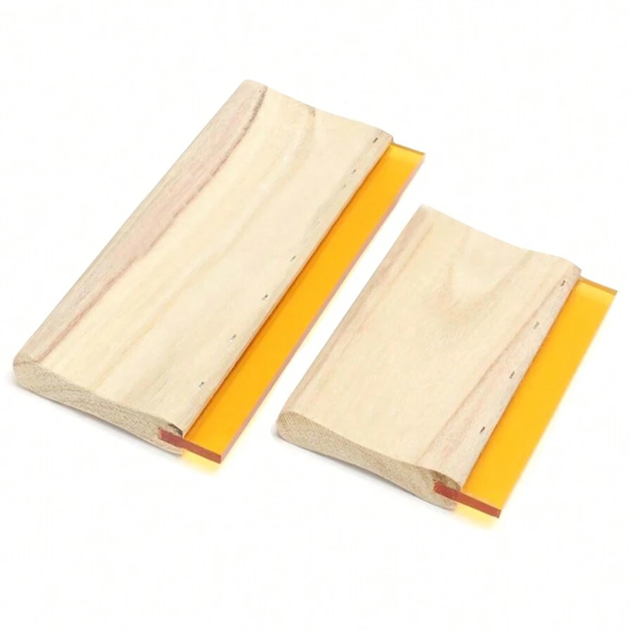 2Pcs Screen Printing Squeegee,2 Size 9.4/6.3 Inch Wooden Handle Screen ...