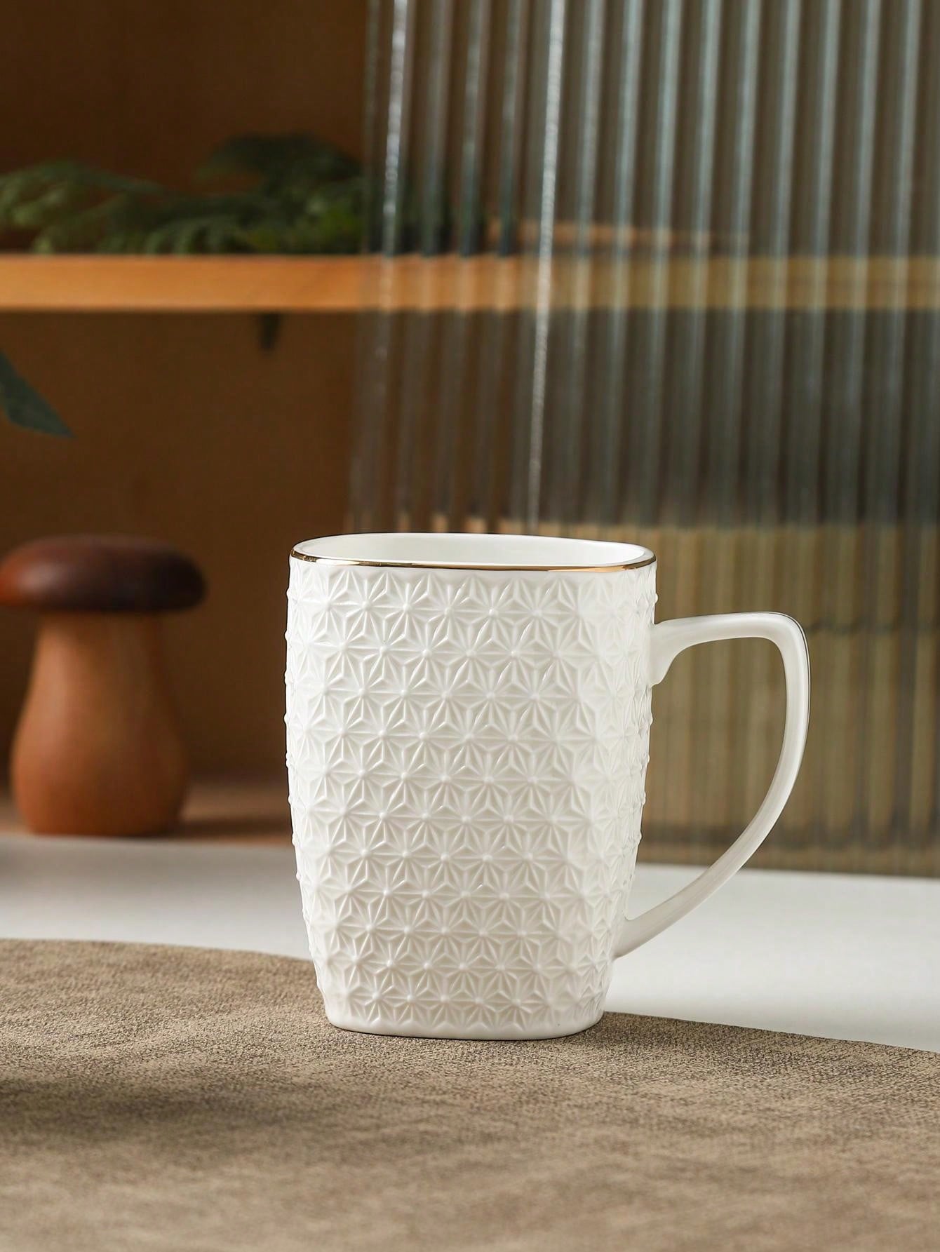 1 Exquisite European Style Ceramic Mug Gold Embossing Process Light ...