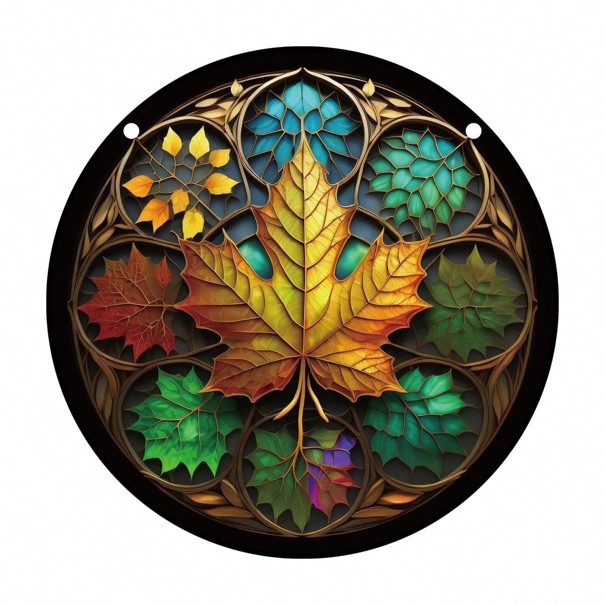 1pc 15cm/5.9in Round Leaf Shaped Window Hanging Art With Acrylic Sun ...
