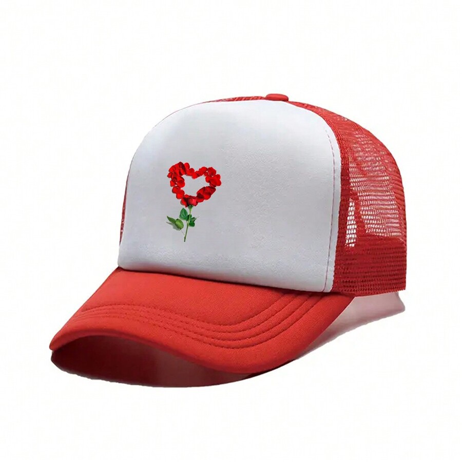 1 stuk Mode Roos Hartprint Volwassen Truck Bestuurder Hoed Honkbalpet ...
