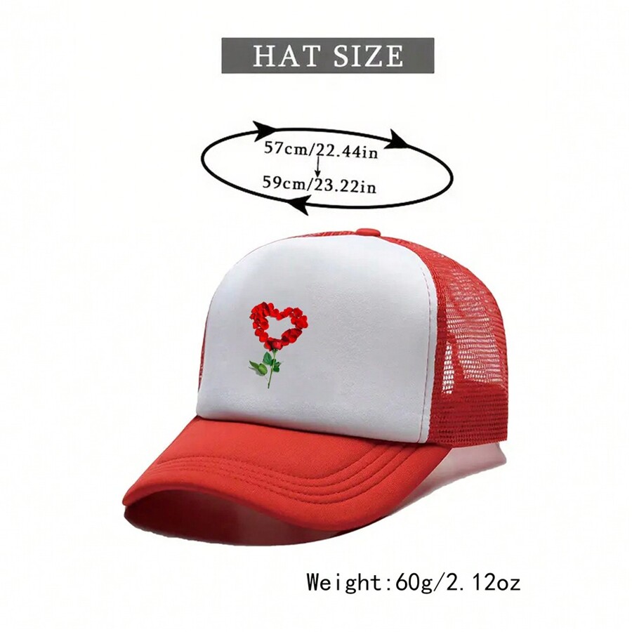1 stuk Mode Roos Hartprint Volwassen Truck Bestuurder Hoed Honkbalpet ...