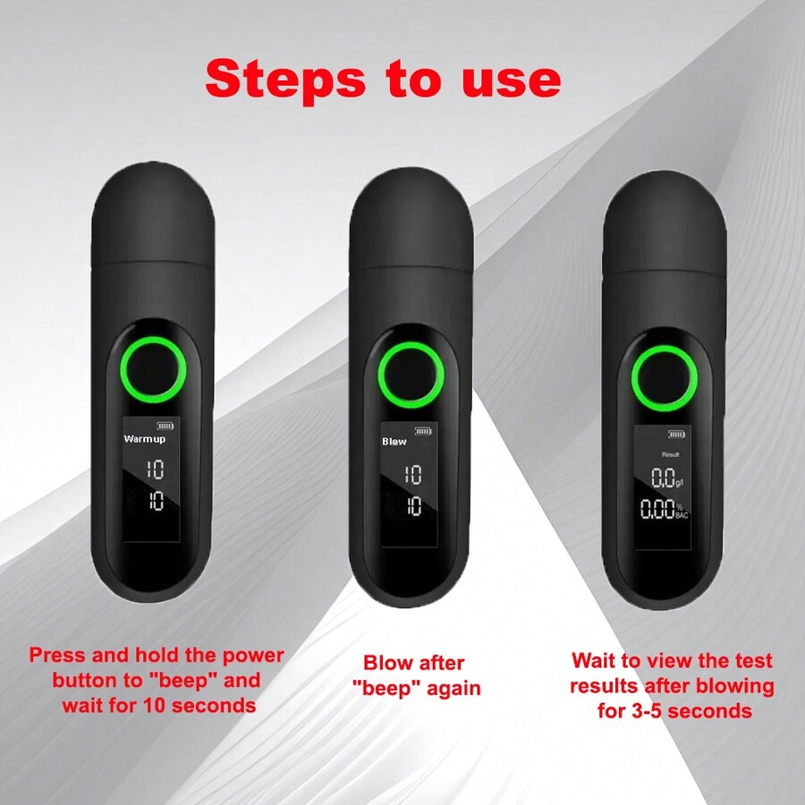 1pc Digital Alcohol Tester, Non-Contact Breathalyzer, Type-C Charging ...