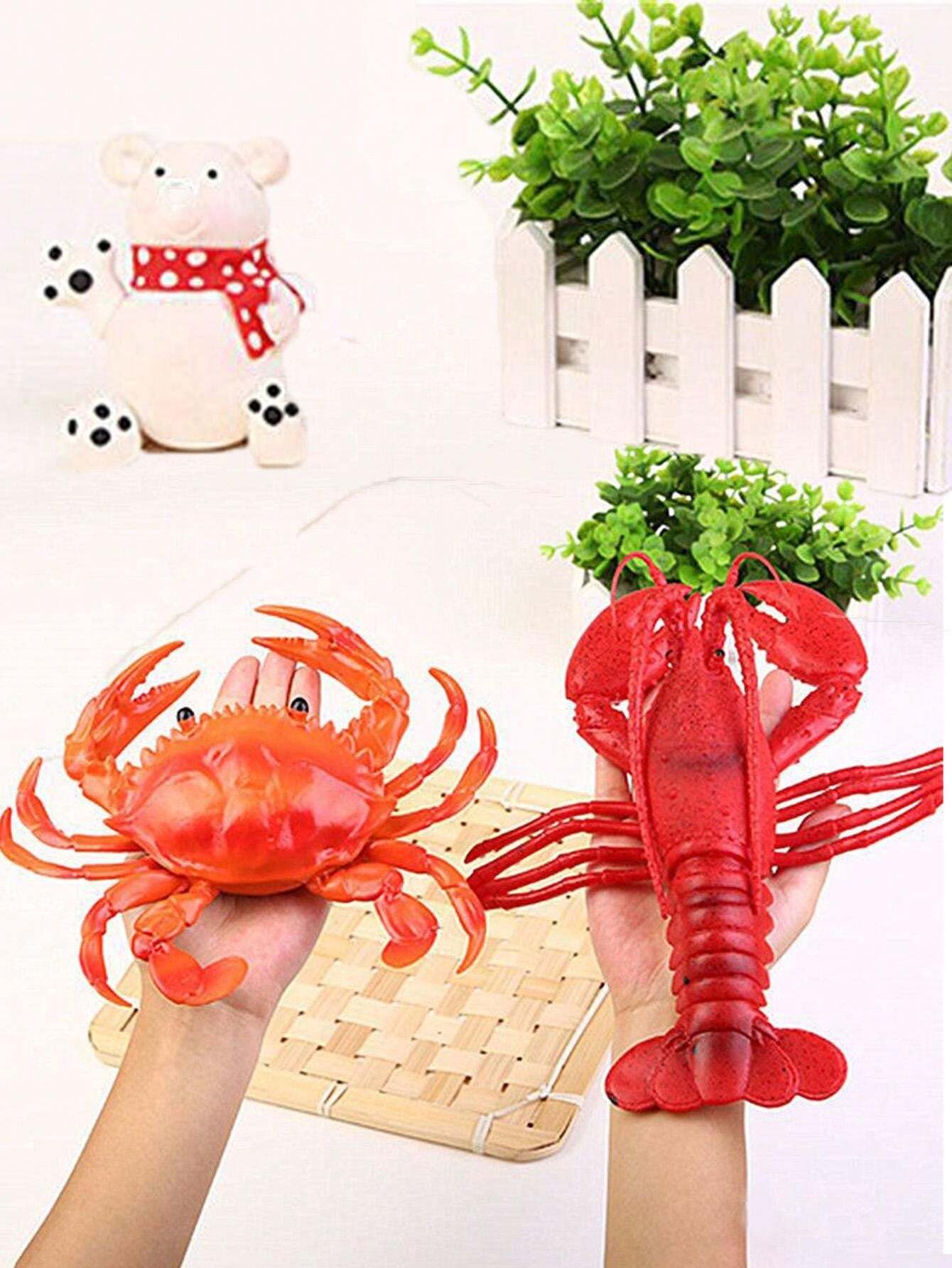 1pc Rubber Simulation Sound Emitting King Crab & Large Lobster Shaped ...