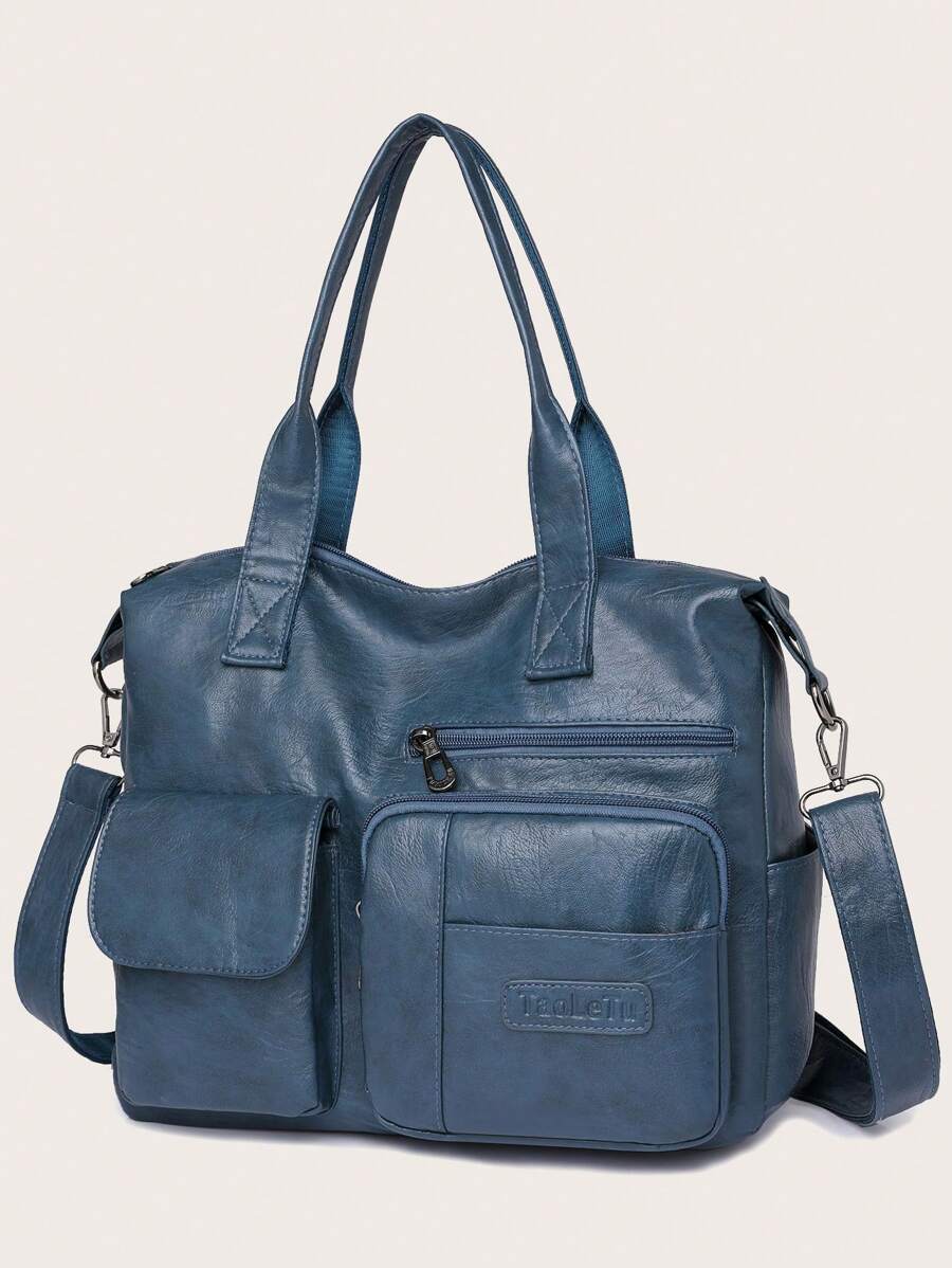 Fashion Solid Color Soft Leather Shoulder Bag For Women, Casual Simple ...