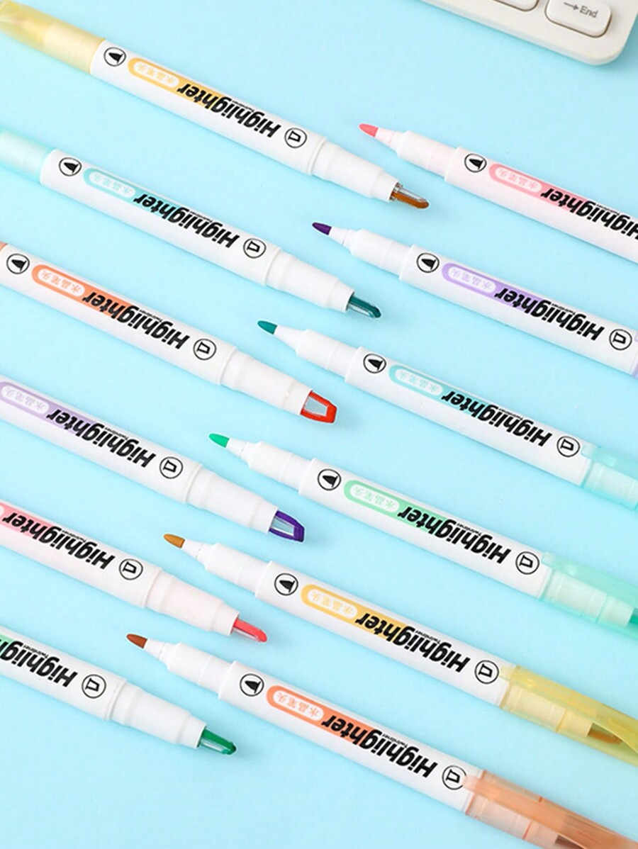 1box 6pcs Double-Headed Fluorescent Highlighter With Visible Window ...