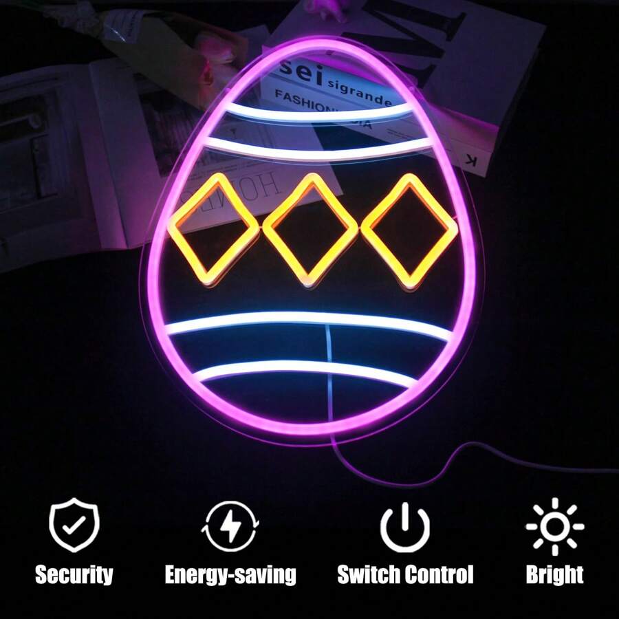 Easter Egg Neon Signs Easter Decorations Light Up Room Sign LED Neon ...